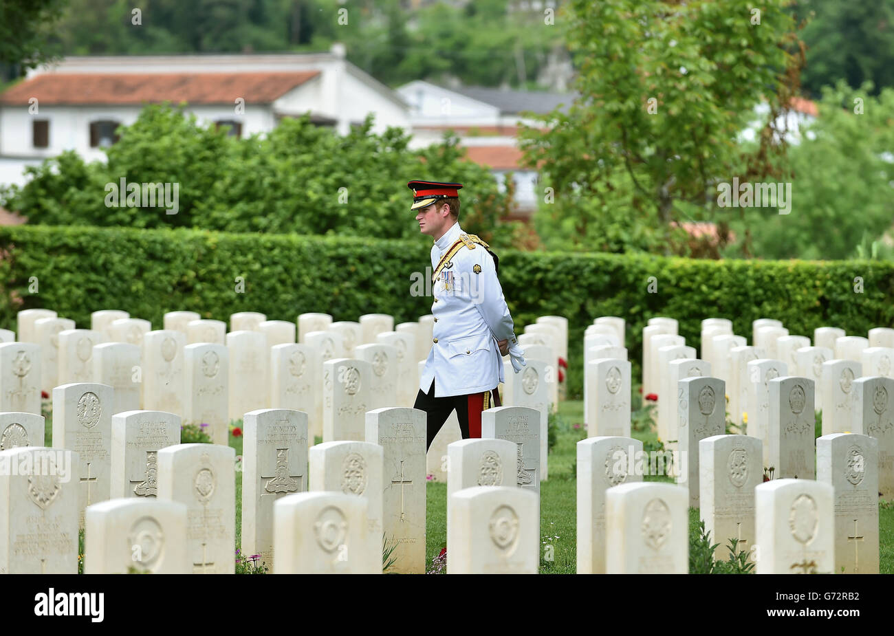 Prince Harry views British war graves at a commemoration at the Cassino ...