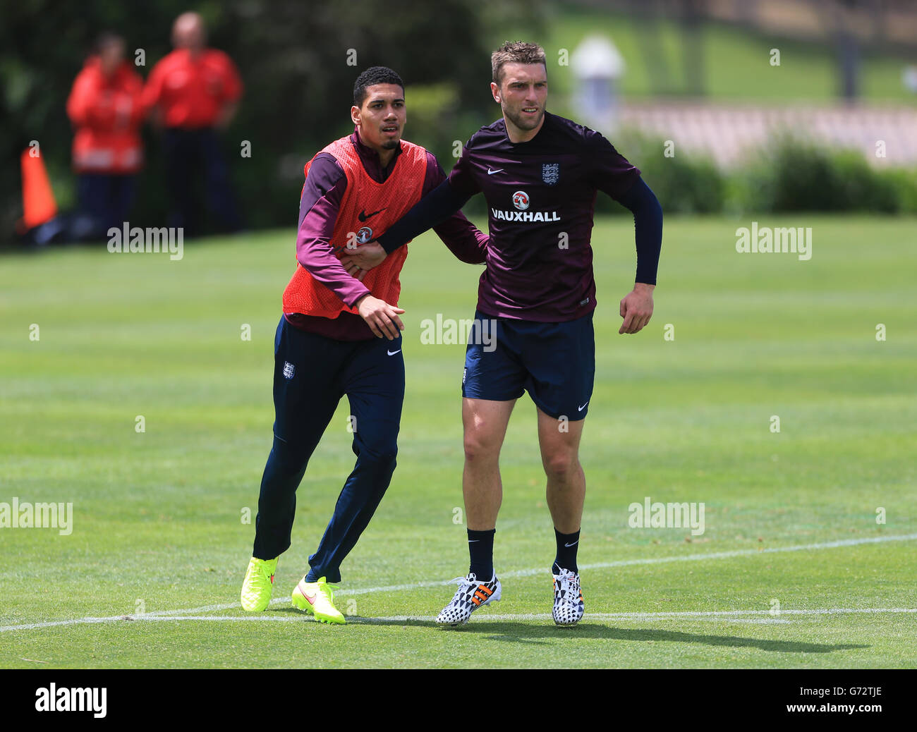 England's Ricky Lambert with Chris Smalling (right) during the training ...