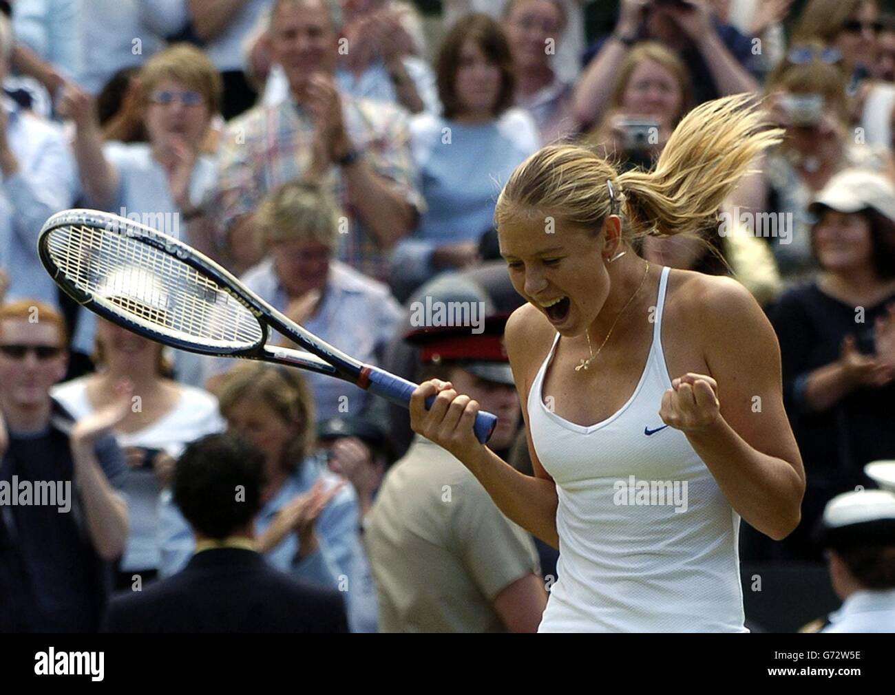 Maria Sharapova from Russia defeats Serena Williams from the USA in the ...