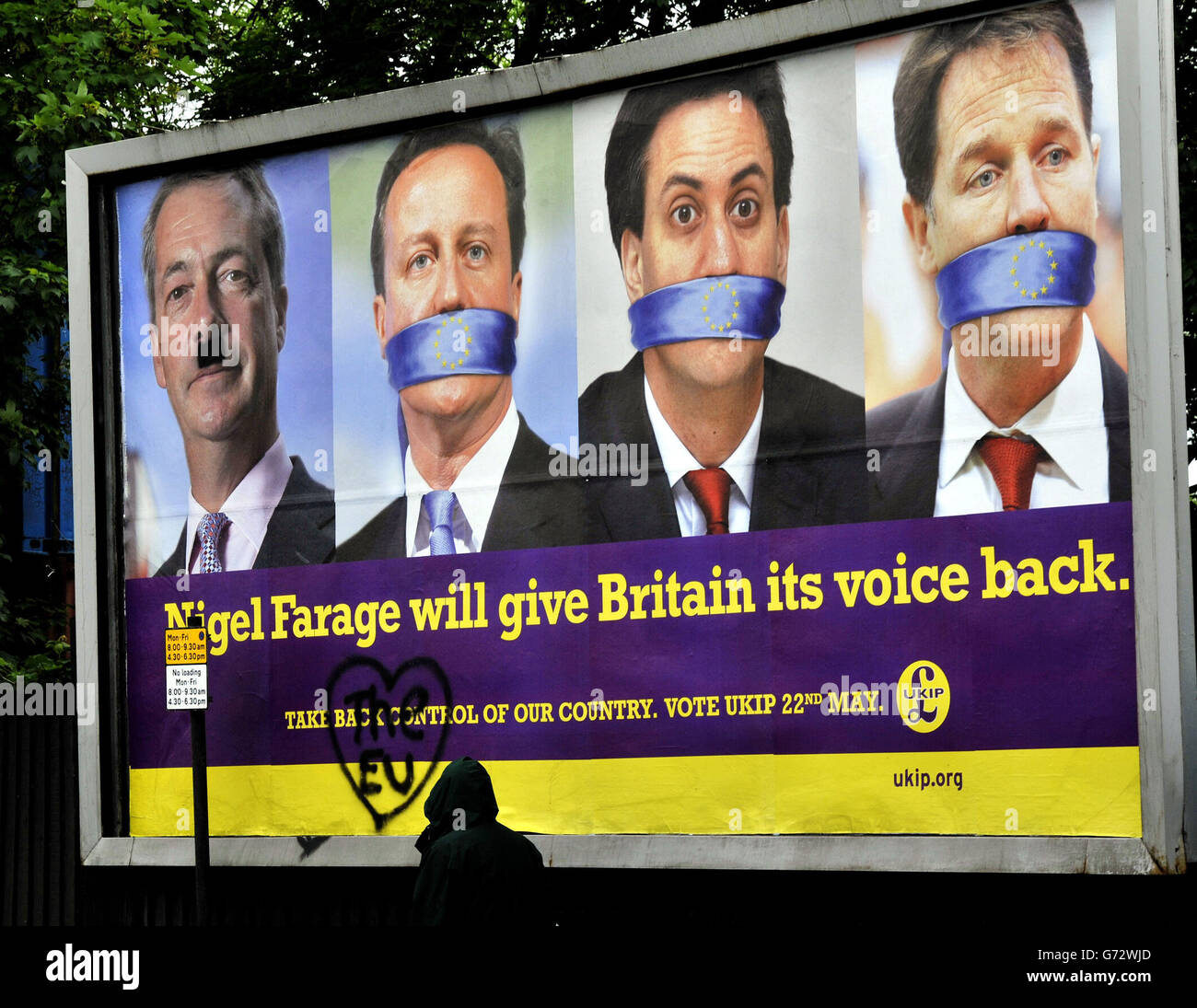 A defaced UKIP poster in Sheffield as votes are cast across the country ...