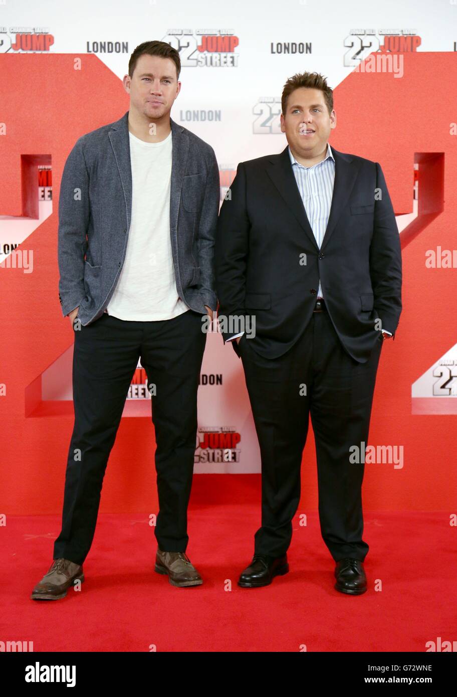Channing Tatum and Jonah Hill during a photo call for the release of 22 ...