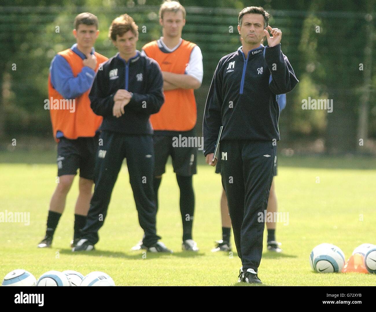 New Chelsea FC manager Jose Mourinho takes a training session with part ...