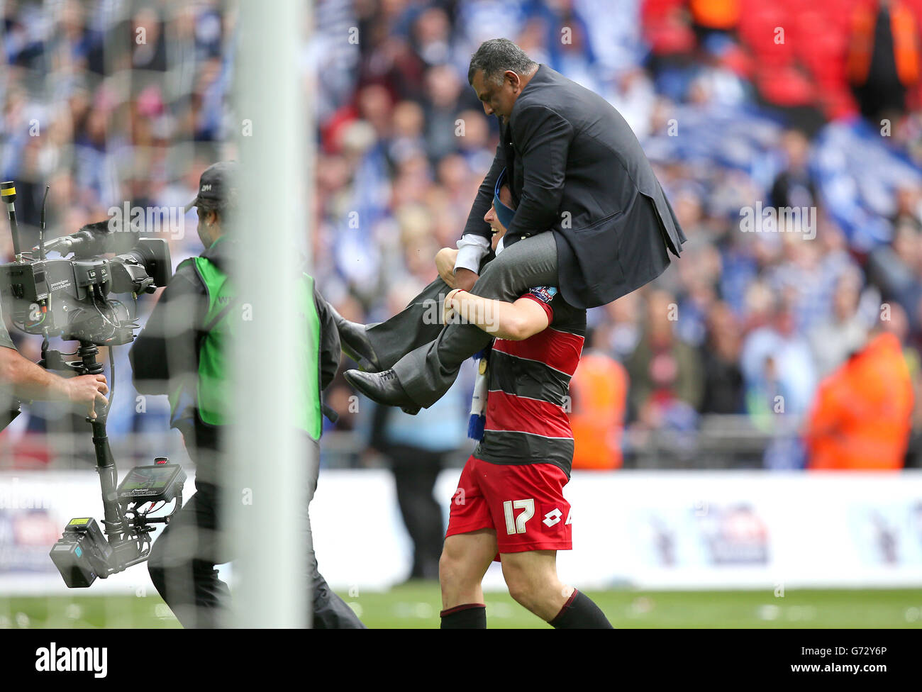Queens Park Rangers' Joey Barton and chairman Tony Fernandes celebrate ...