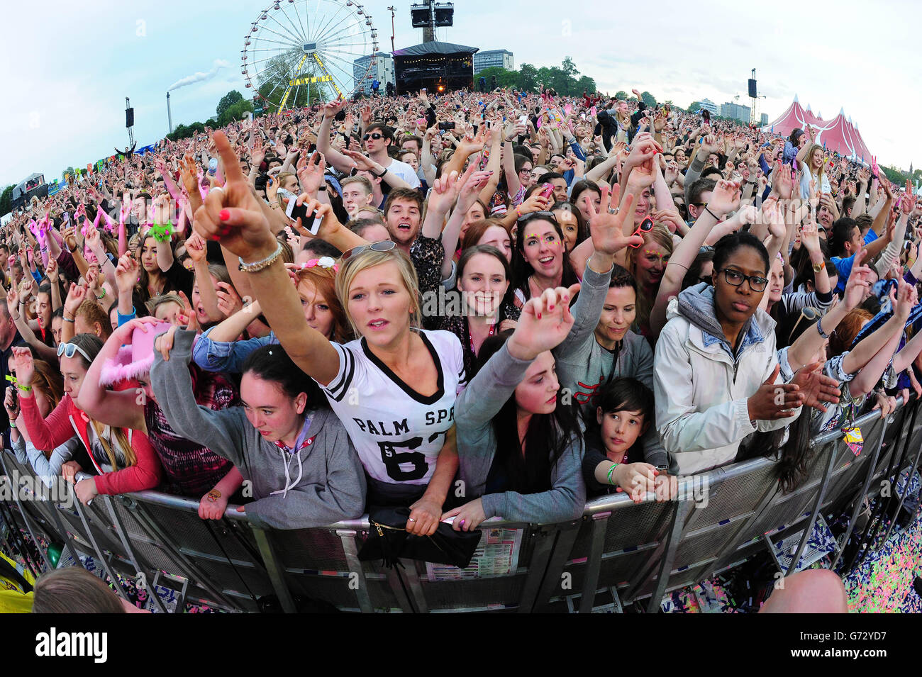 Fans watching Calvin Harris perform during the Radio 1's Big Weekend at ...
