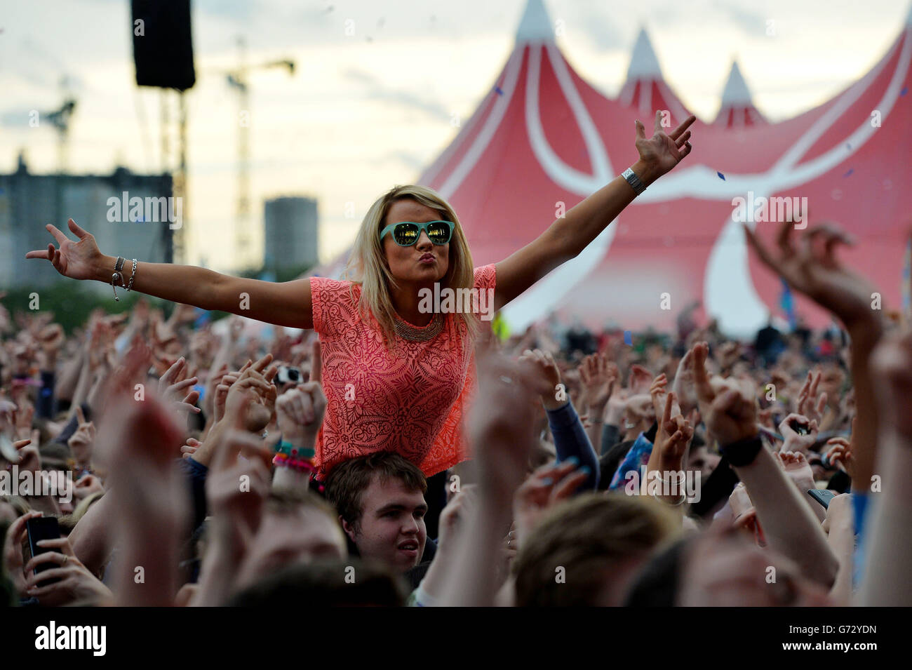 Fans watching Calvin Harris perform during the Radio 1's Big Weekend at ...