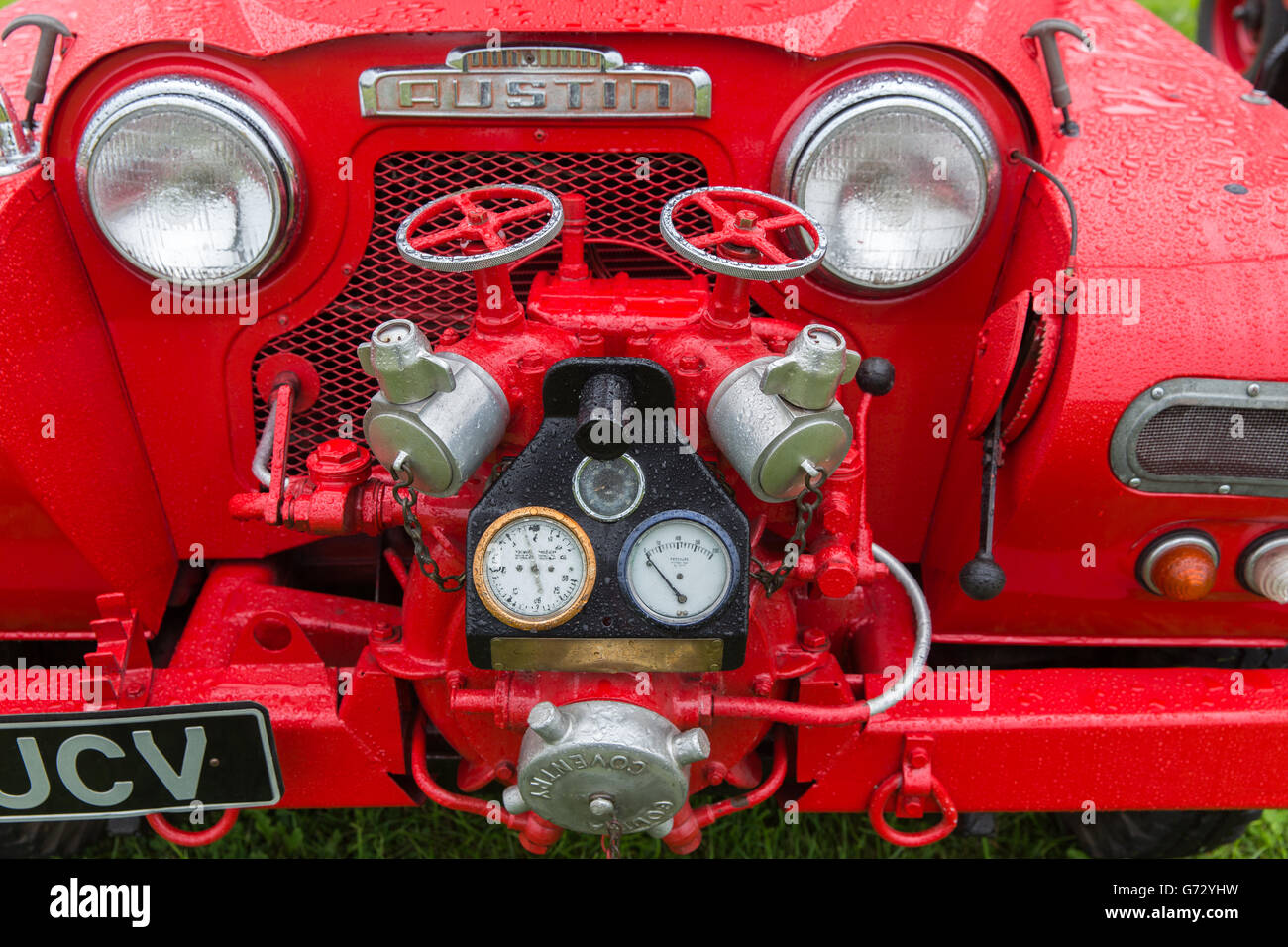 The Hhdrant and pump on the front of an Austin Gipsy Fire Engine Stock ...