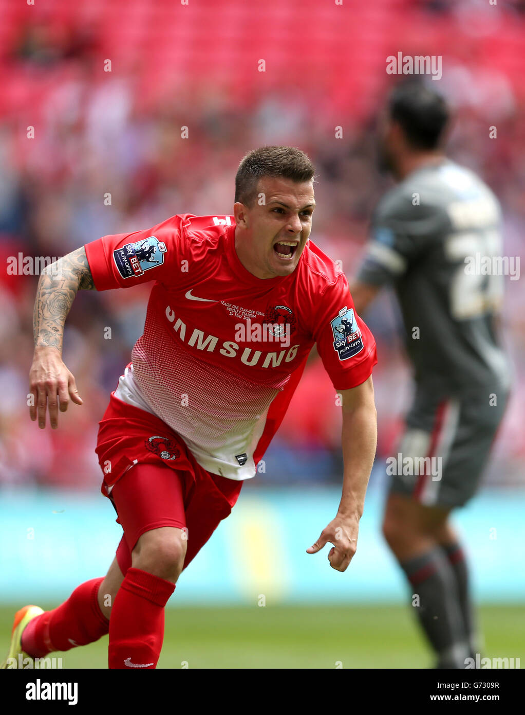 Leyton Orient's Dean Cox celebrates scoring their second goal Stock ...