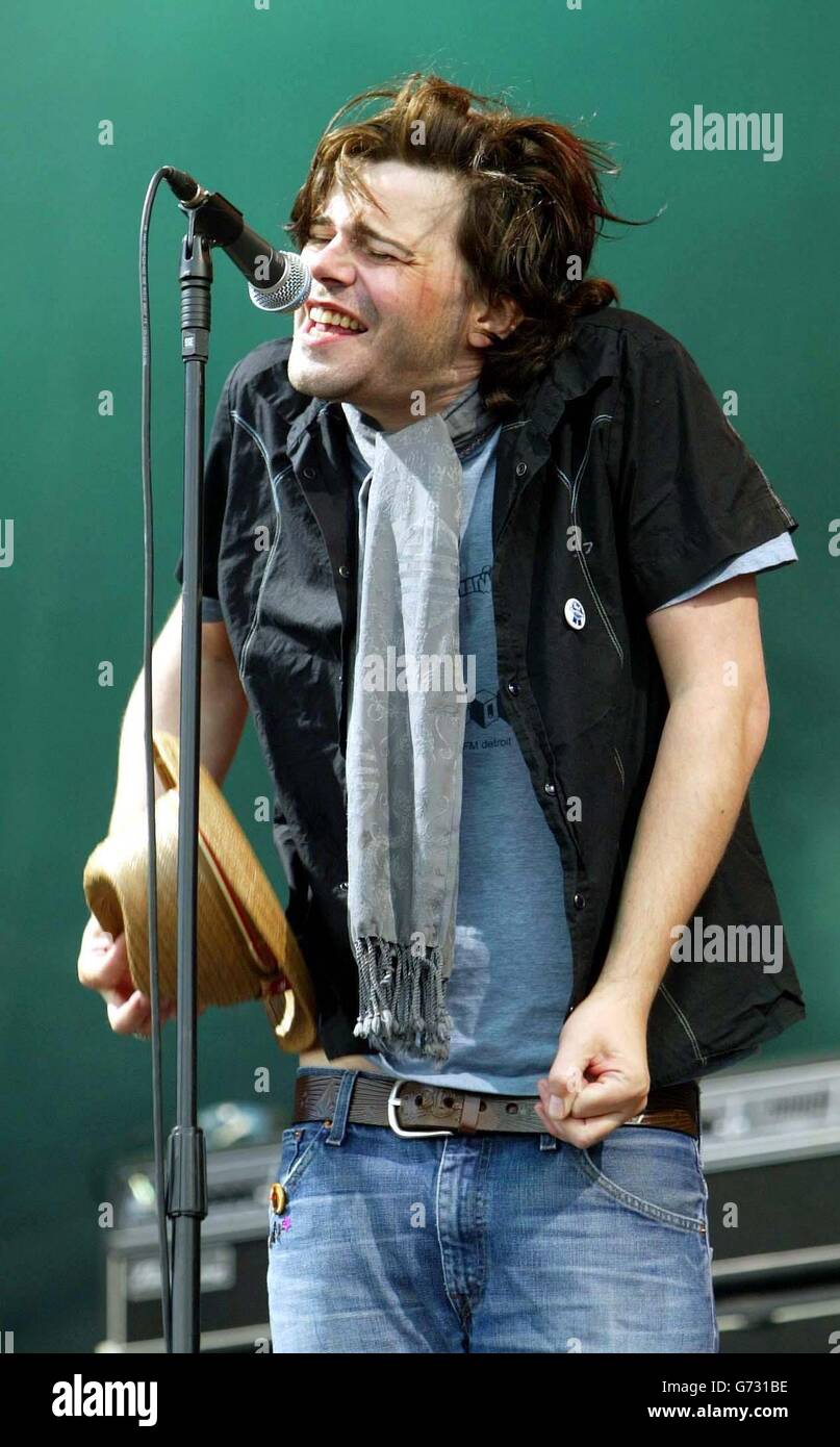 Tim Burgess, lead singer of The Charlatans on the main stage during the ...