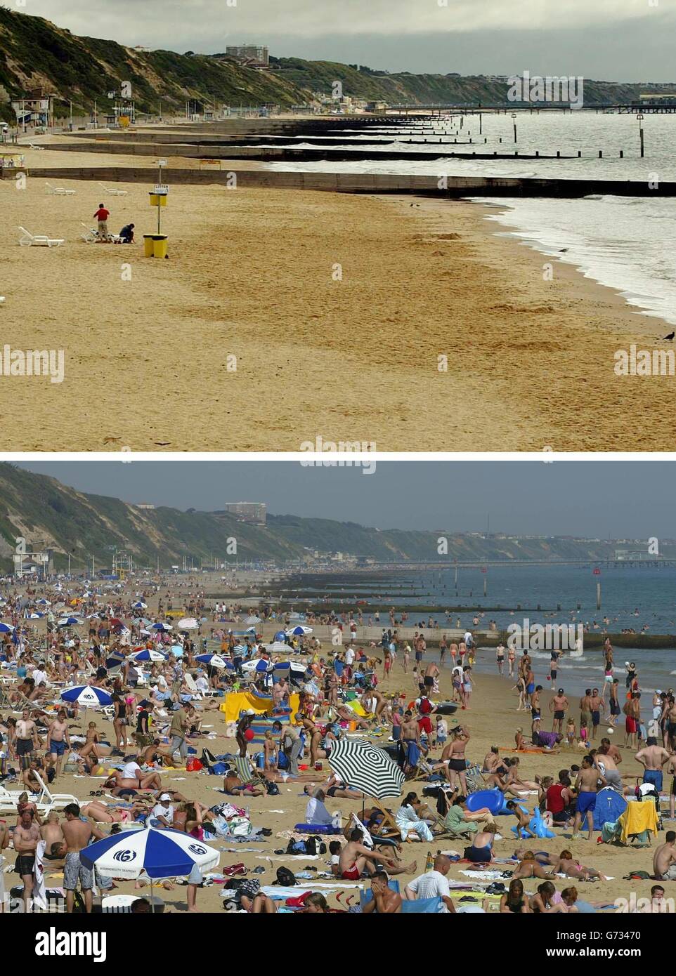 Crowded beach in summer bournemouth hi-res stock photography and images ...