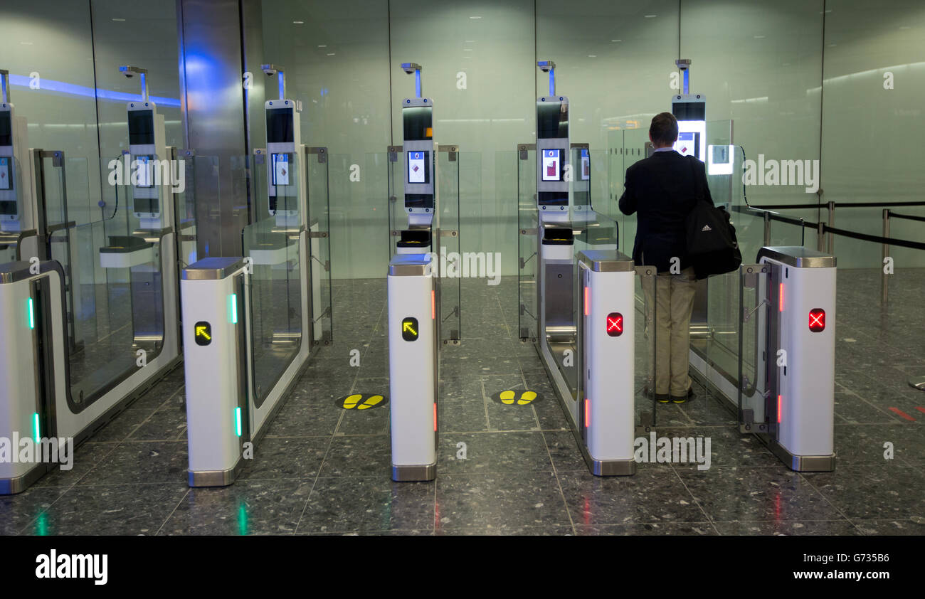 Passengers pass through the Border controls of the new Terminal 2 The ...