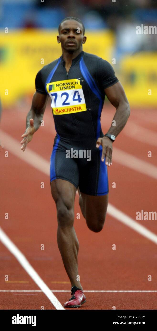 Malachi Davis during the 400m heats on day one of the Norwich Union ...