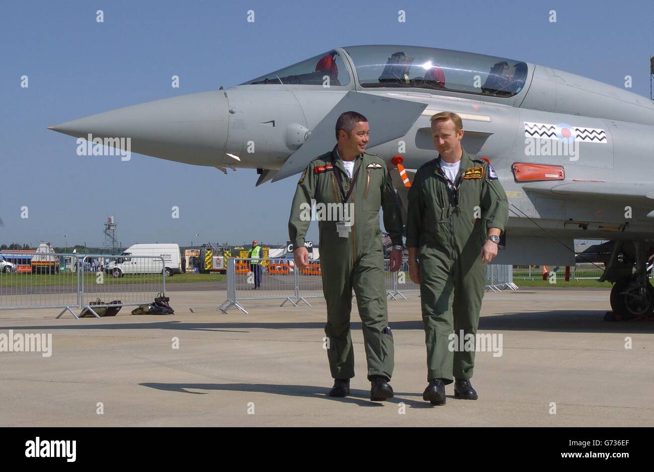 Wing Commanders David (Charlie) Chan 17 Sqd (left) and Jon Hitchcock 29 ...