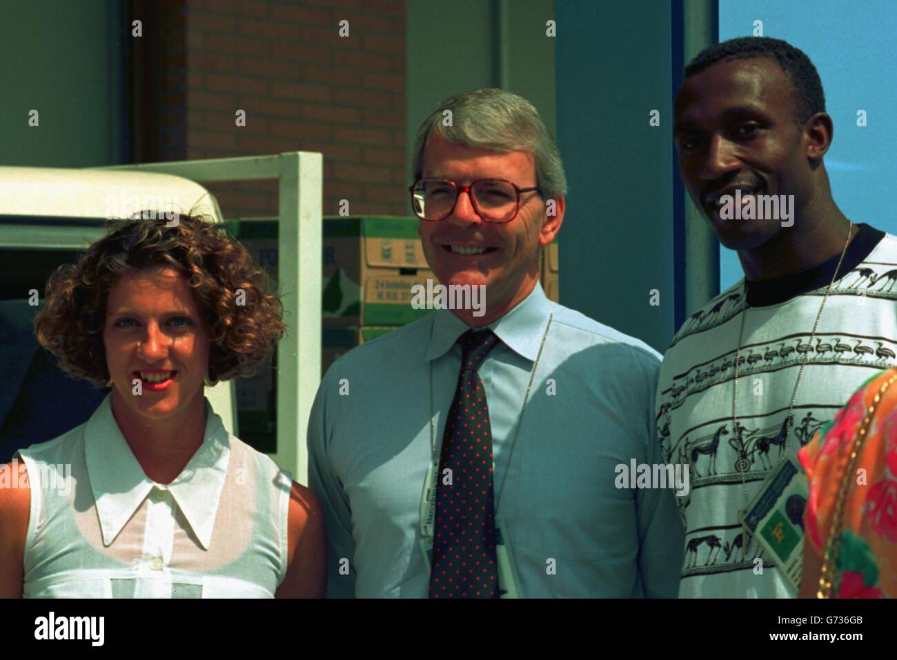 John Major Sally Gunnell Linford Christie Stock Photo - Alamy