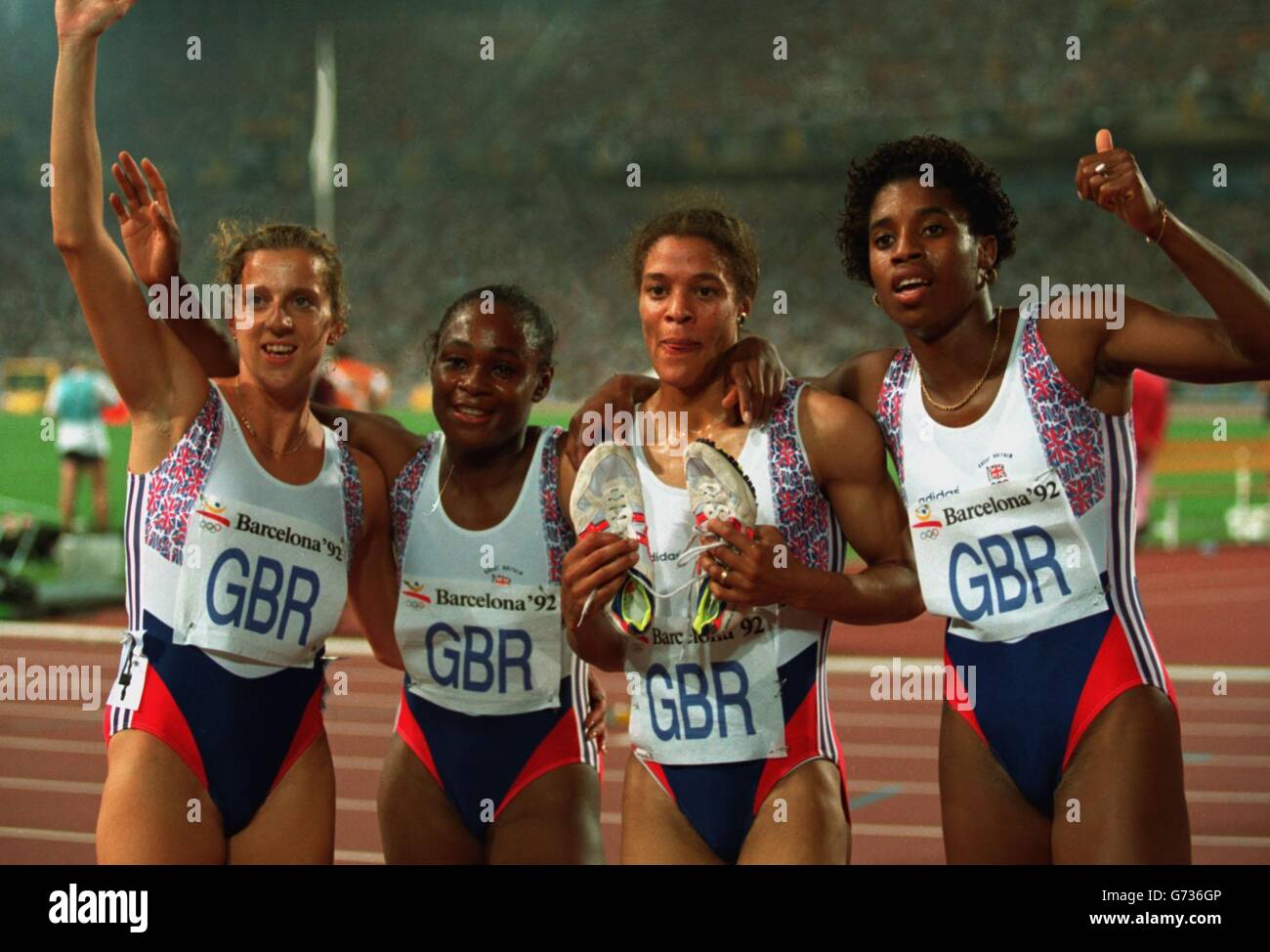 Great Britain's Bronze medal winners celebrate after victory in the ...