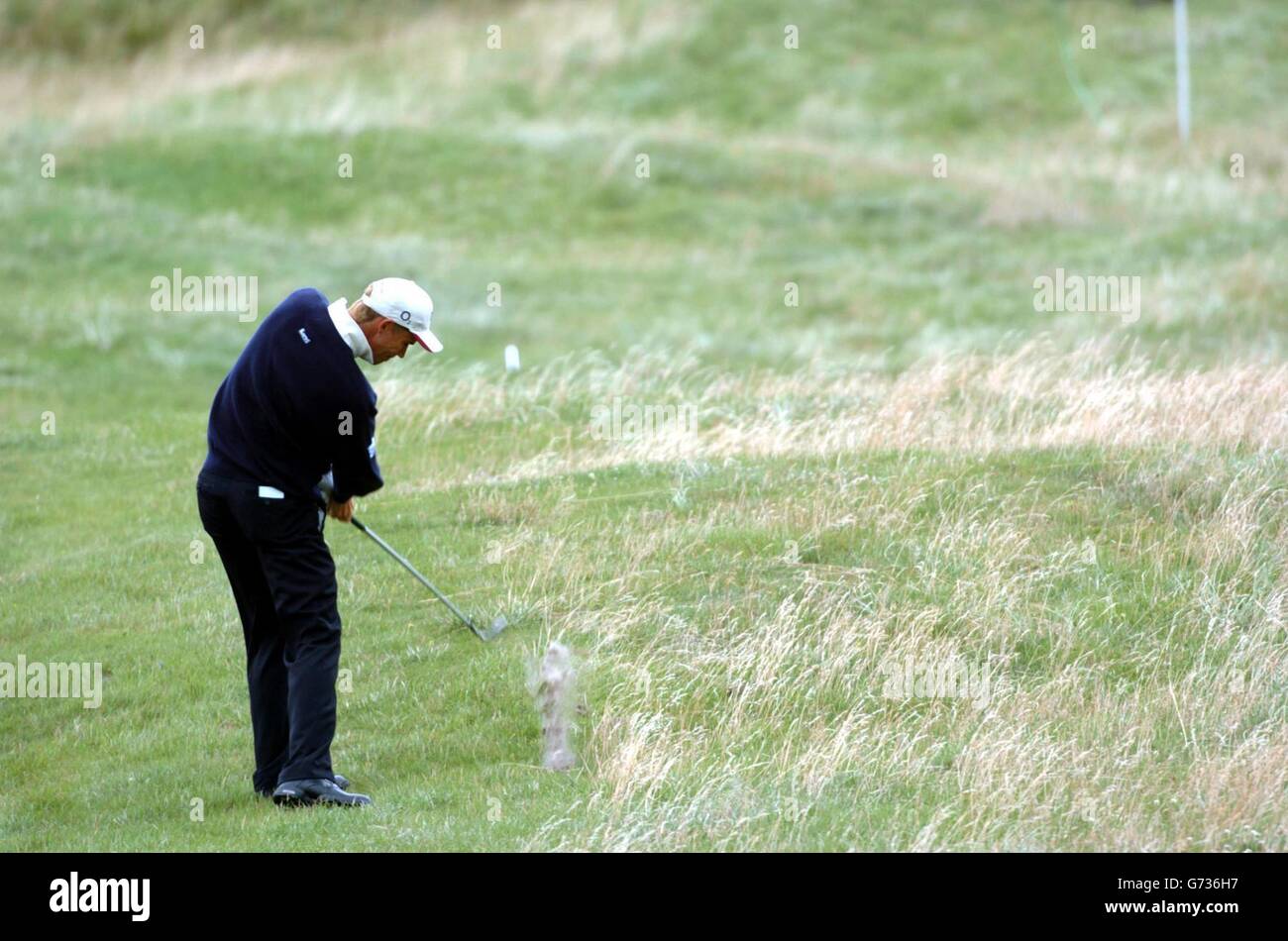 Irishman Padraig Harrington plays out of the rough on the twelfth ...