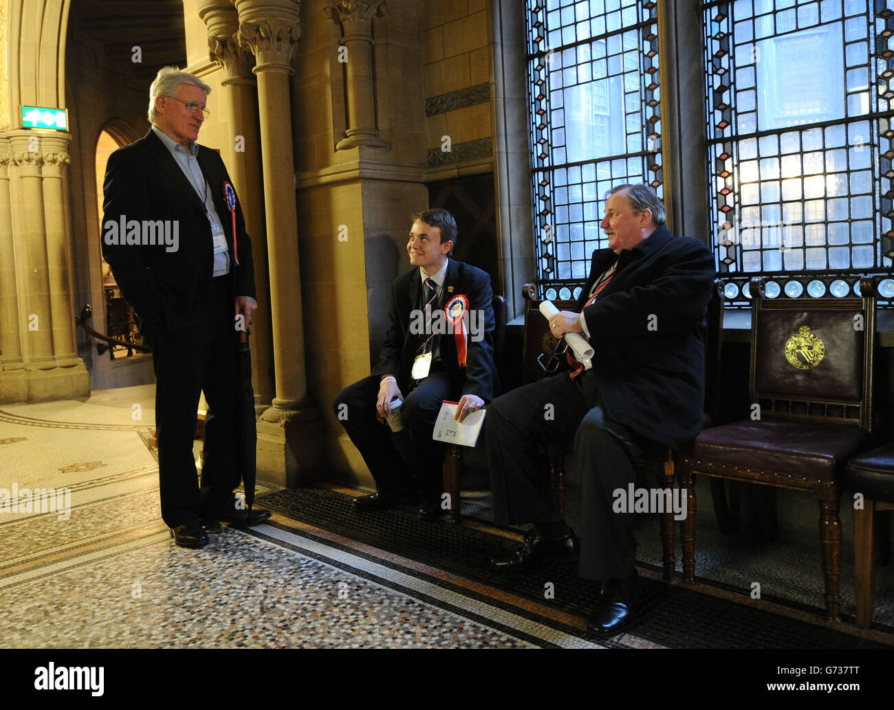 BNP supporters wait outside the counting hall during the European ...