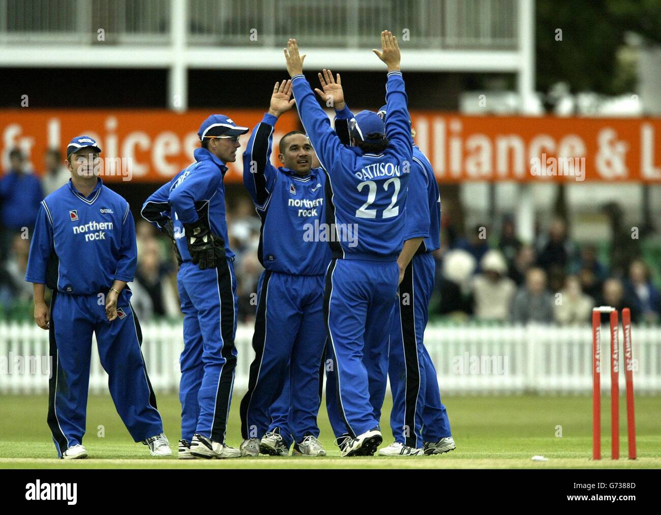 Durham Dynamos' bowler Gareth Breese, celebrates taking the wicket of ...