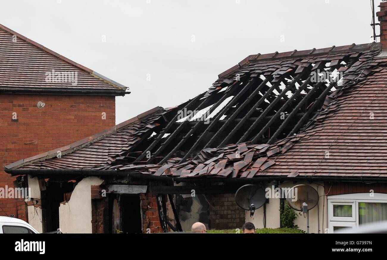 The scene of an explosion at a bungalow in The Cresent, Tingley, Leeds ...