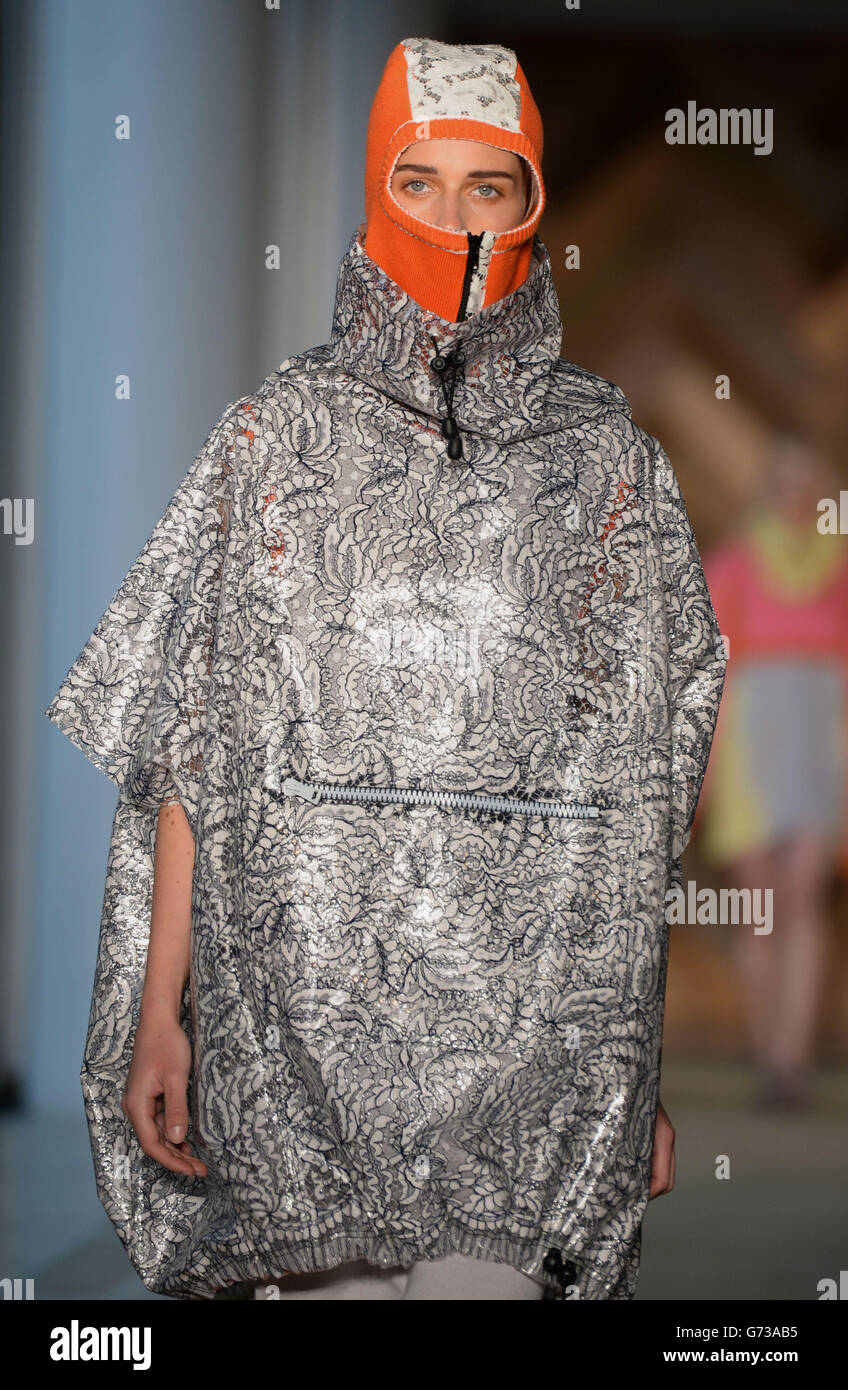 A model wears a design by Caitlin Charles-Jones during the Royal ...