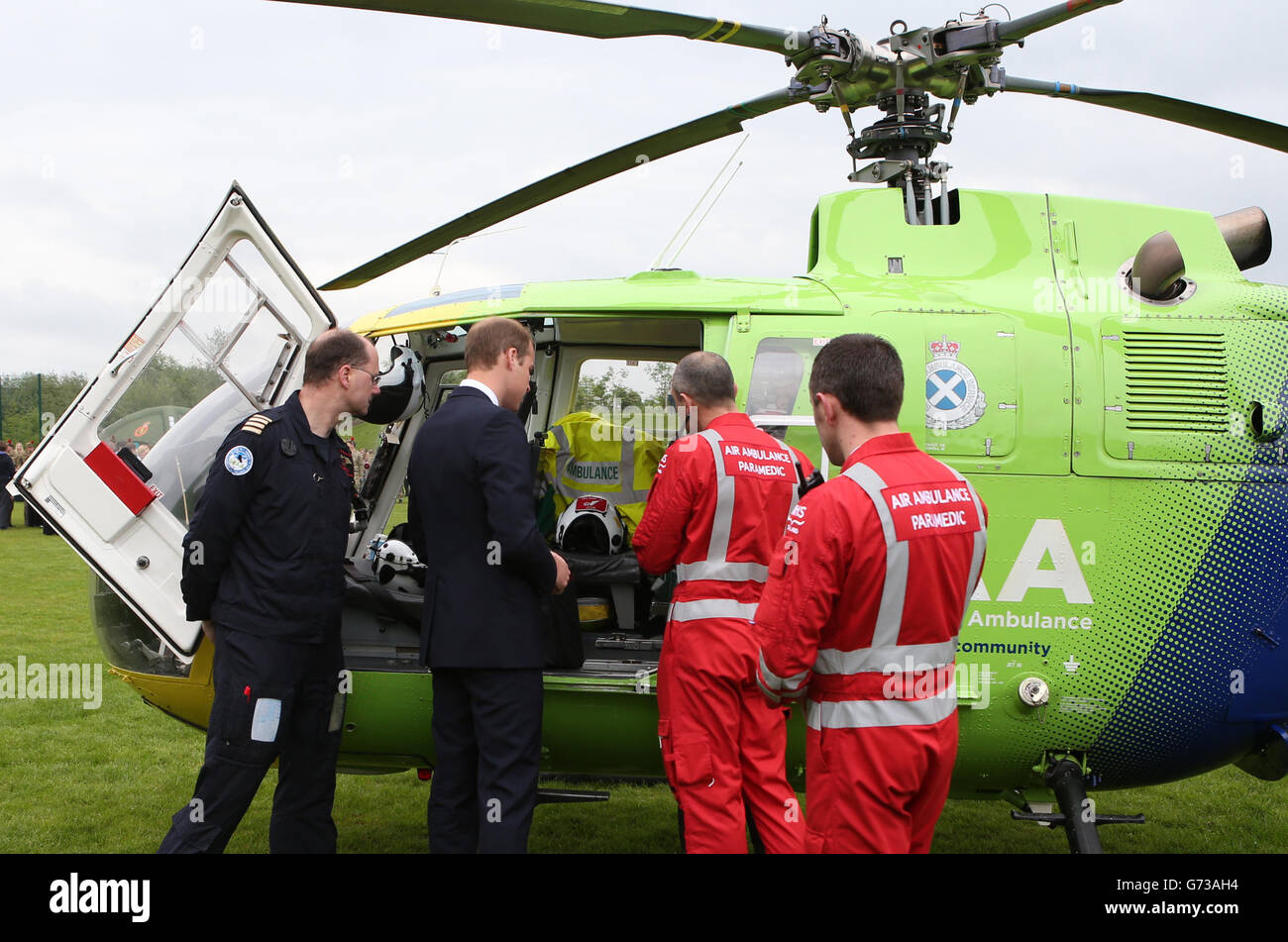 The Earl of Strathearn talks to Air Ambulance staff during a visit to ...