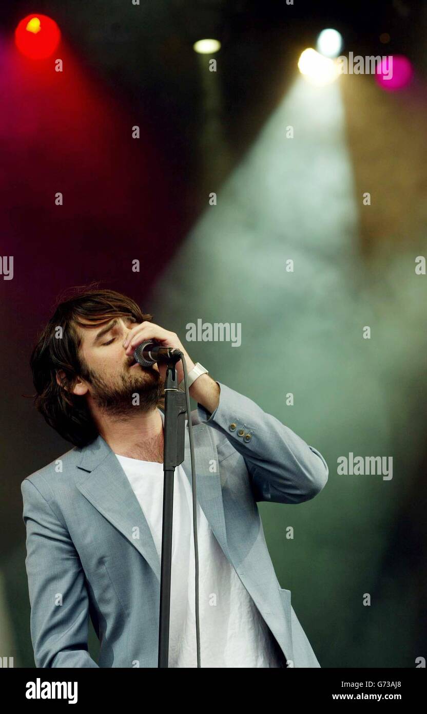 Conor Deasy, lead singer of "The Thrills" on the main stage during the ...