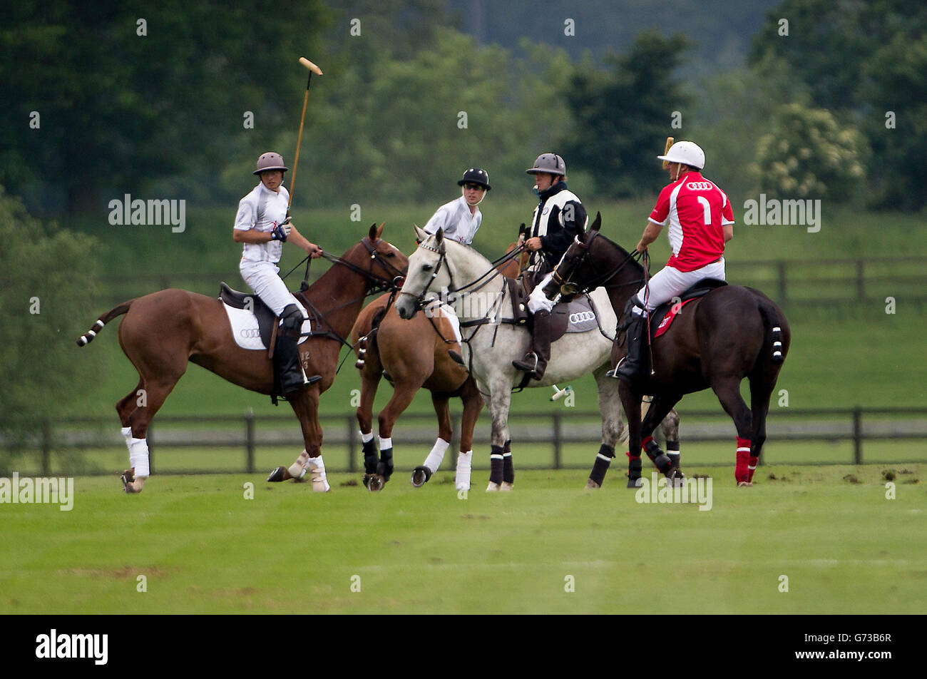 Prince William playing in a charity polo match at Coworth Park near ...
