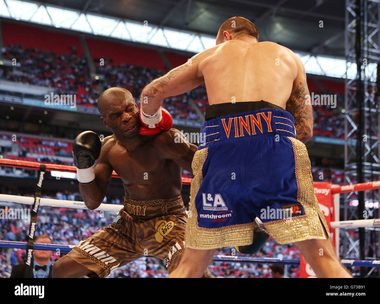 Boxing - Undercard - Wembley Arena. Kevin Mitchell (right) in action ...