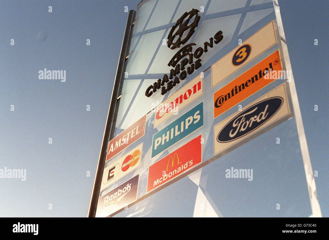 Soccer - UEFA Champions League - Rosenborg BK v AC Milan. Signage Stock ...