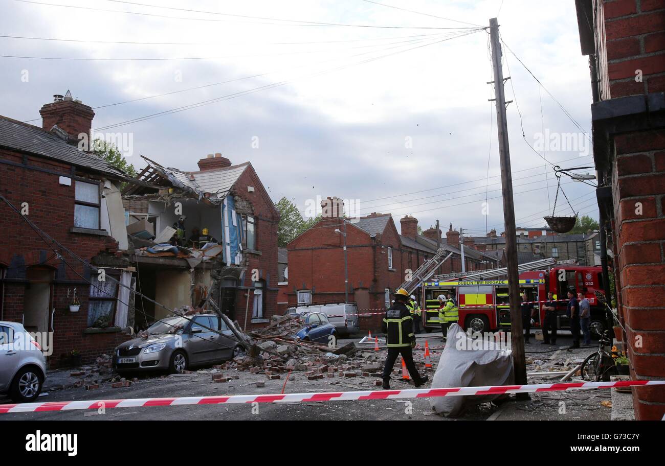 Houses damaged in explosion - Dublin Stock Photo - Alamy
