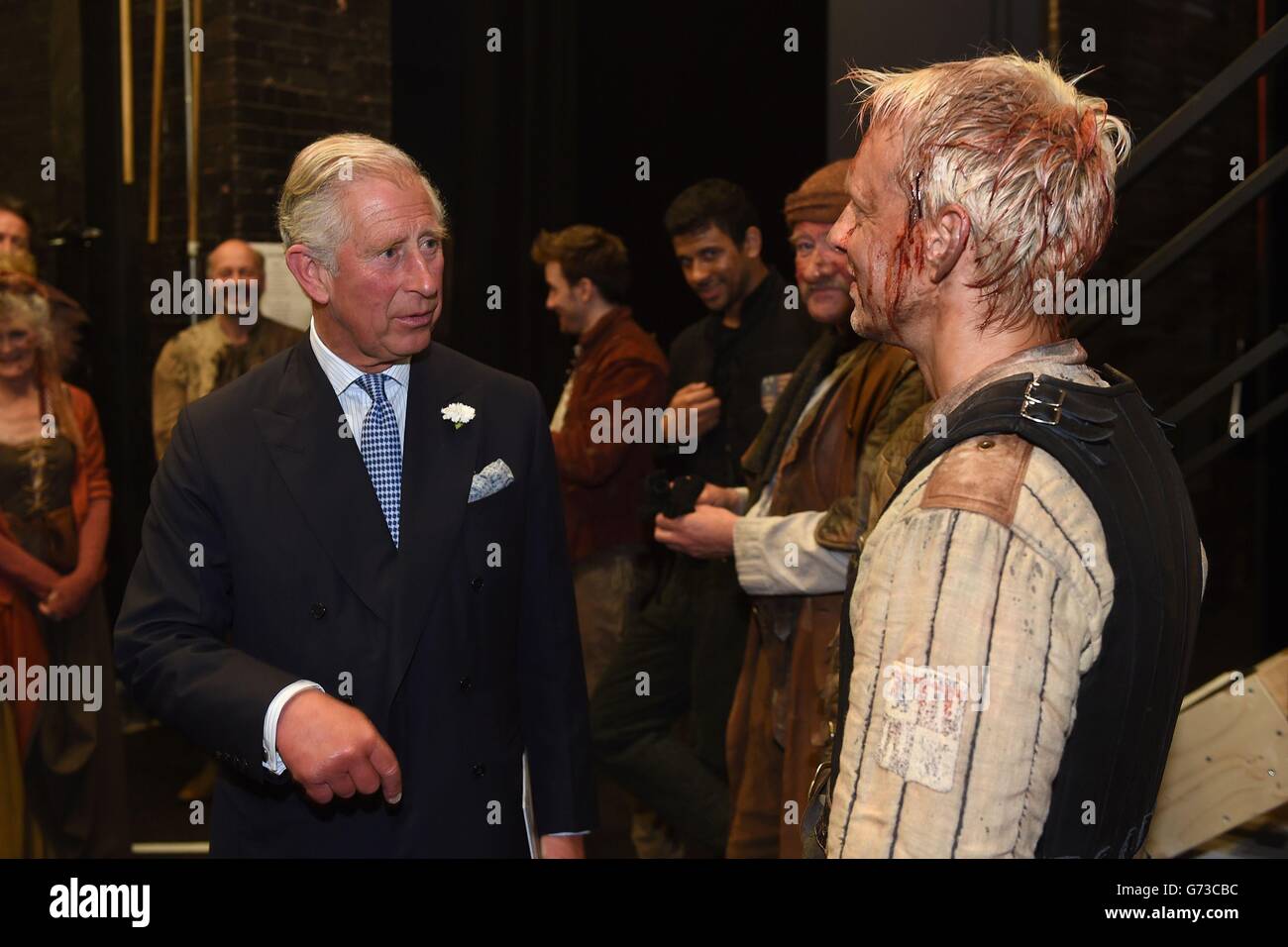 The Prince of Wales meets actor Trevor White, who plays Hotspur, after watching a performance of ...