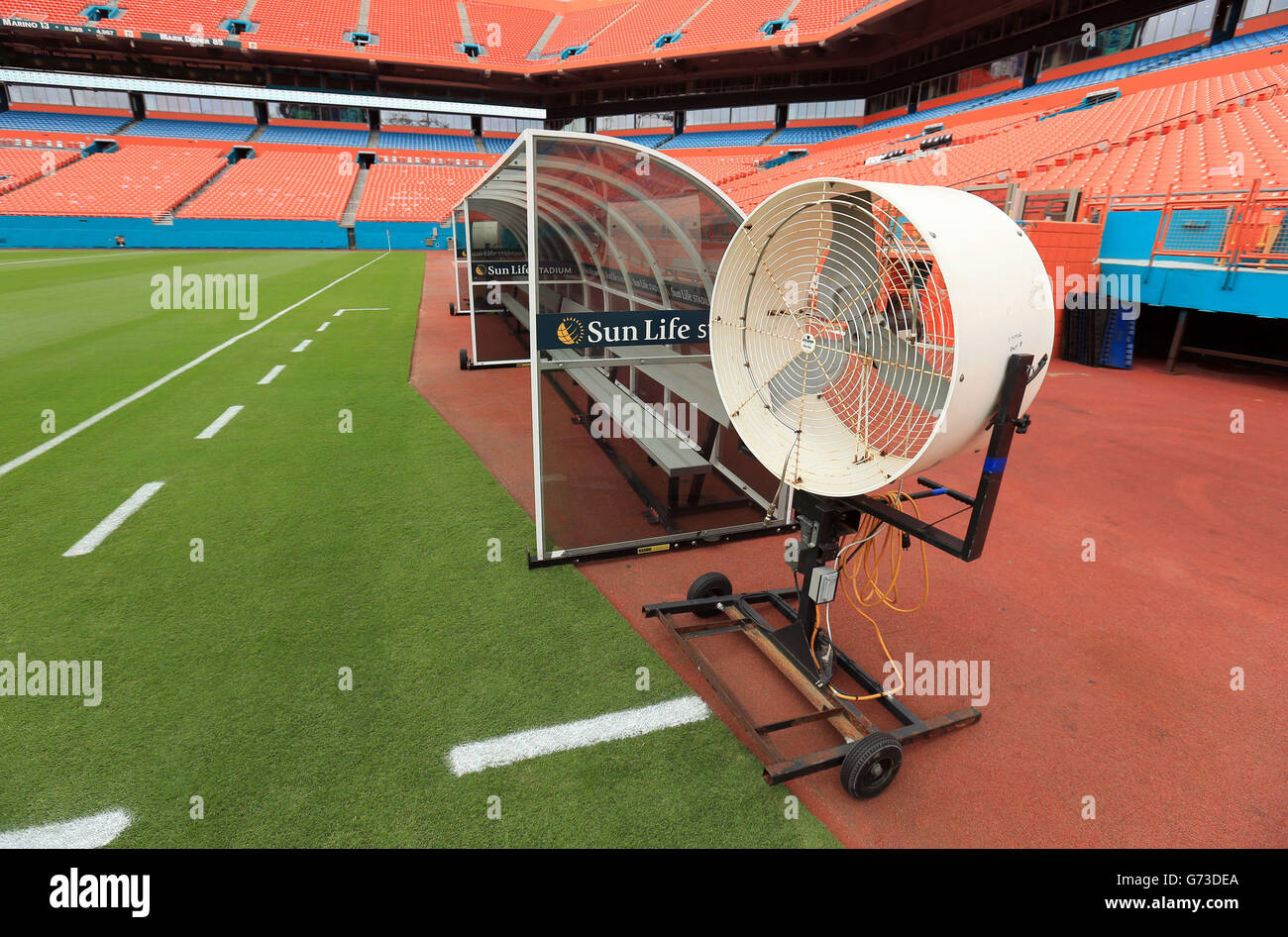 Fans next to the dugout at the Sun Life Stadium in Miami, USA Stock ...
