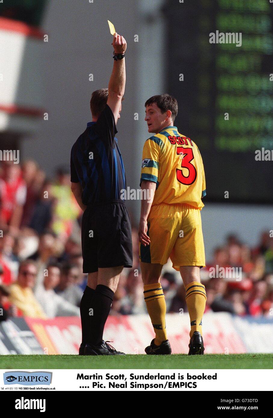 Soccer - Arsenal v Sunderland. Martin Scott, Sunderland is booked by ...