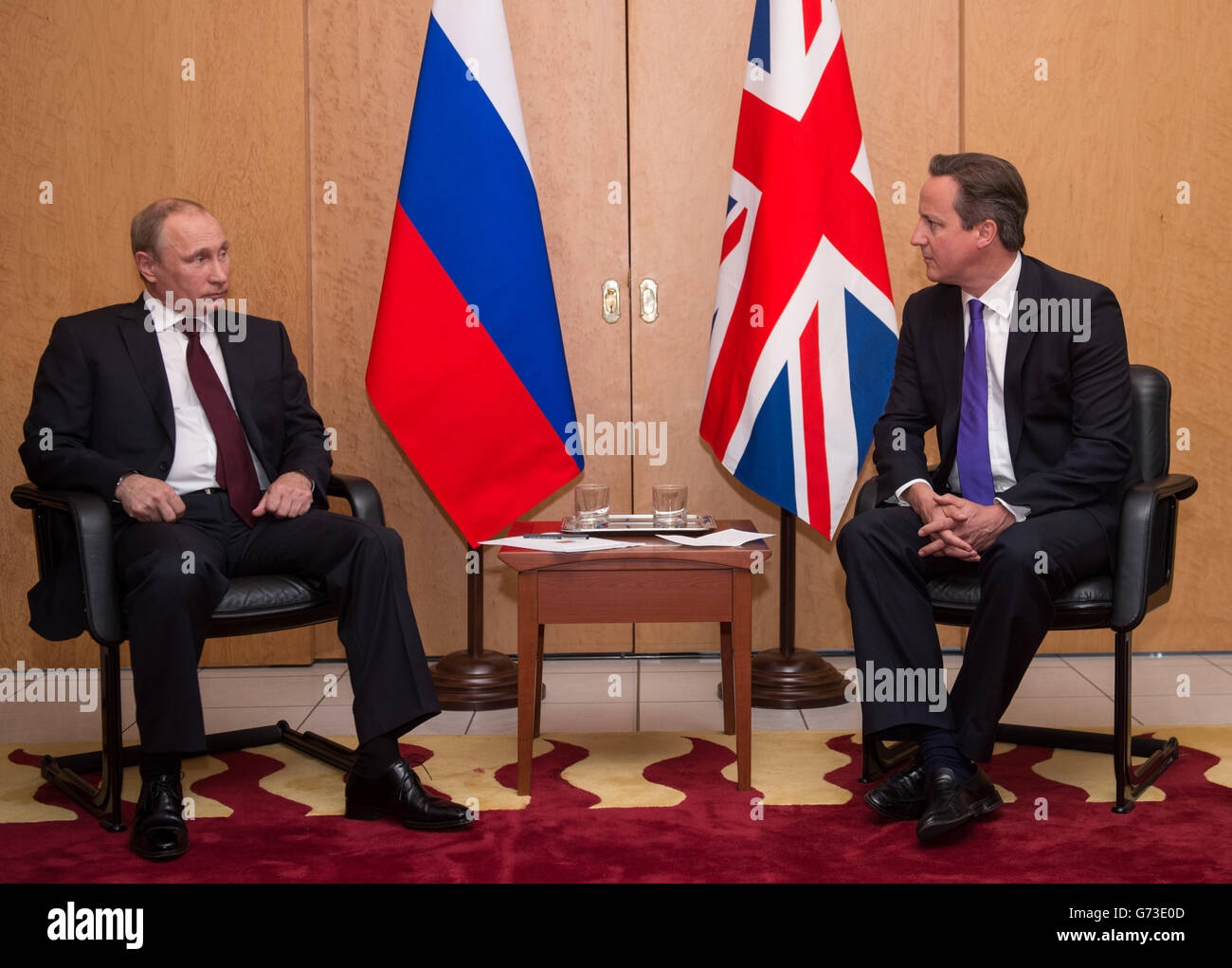 British prime minister david cameron left and russian president hi-res ...