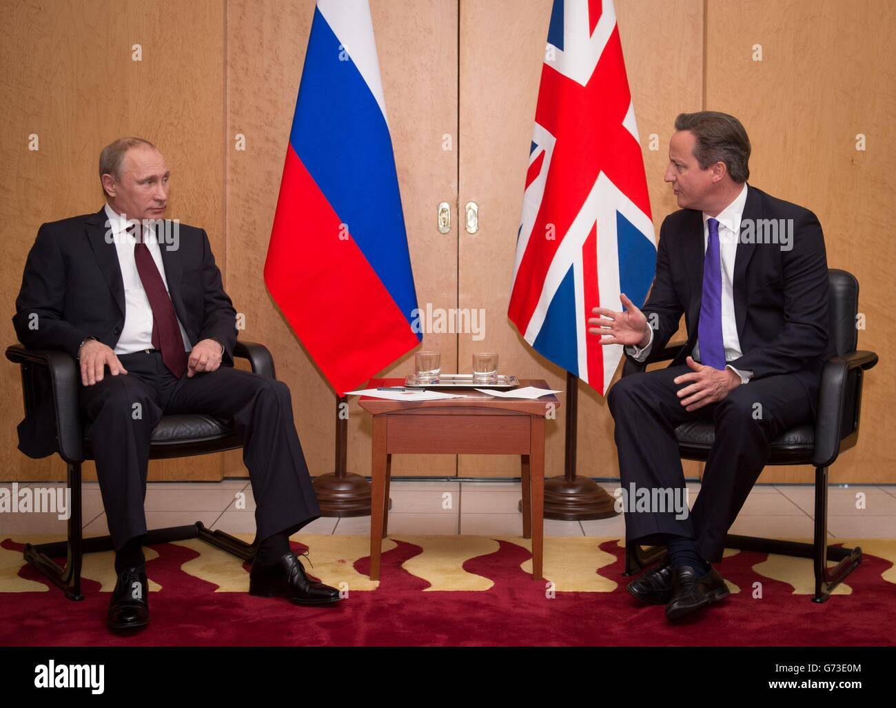 British prime minister david cameron left and russian president hi-res ...