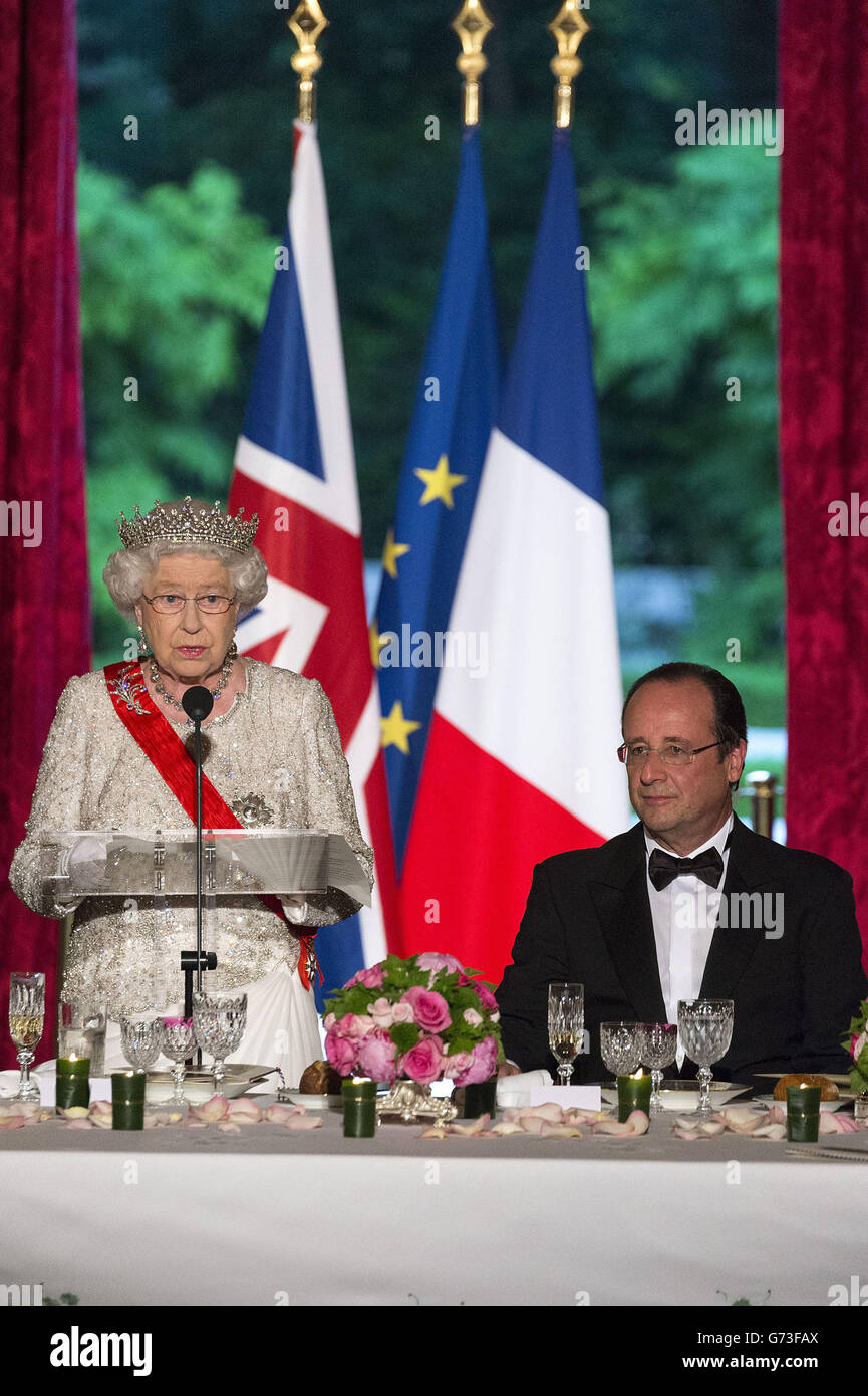 Queen Elizabeth II and President Francois Hollande of France during a ...