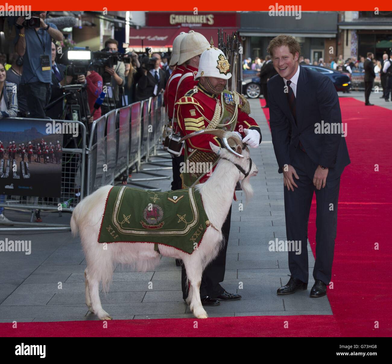 Prince Harry meets Sgt 'Jacko' Jackson, Goat Major, with Shenkin, the ...