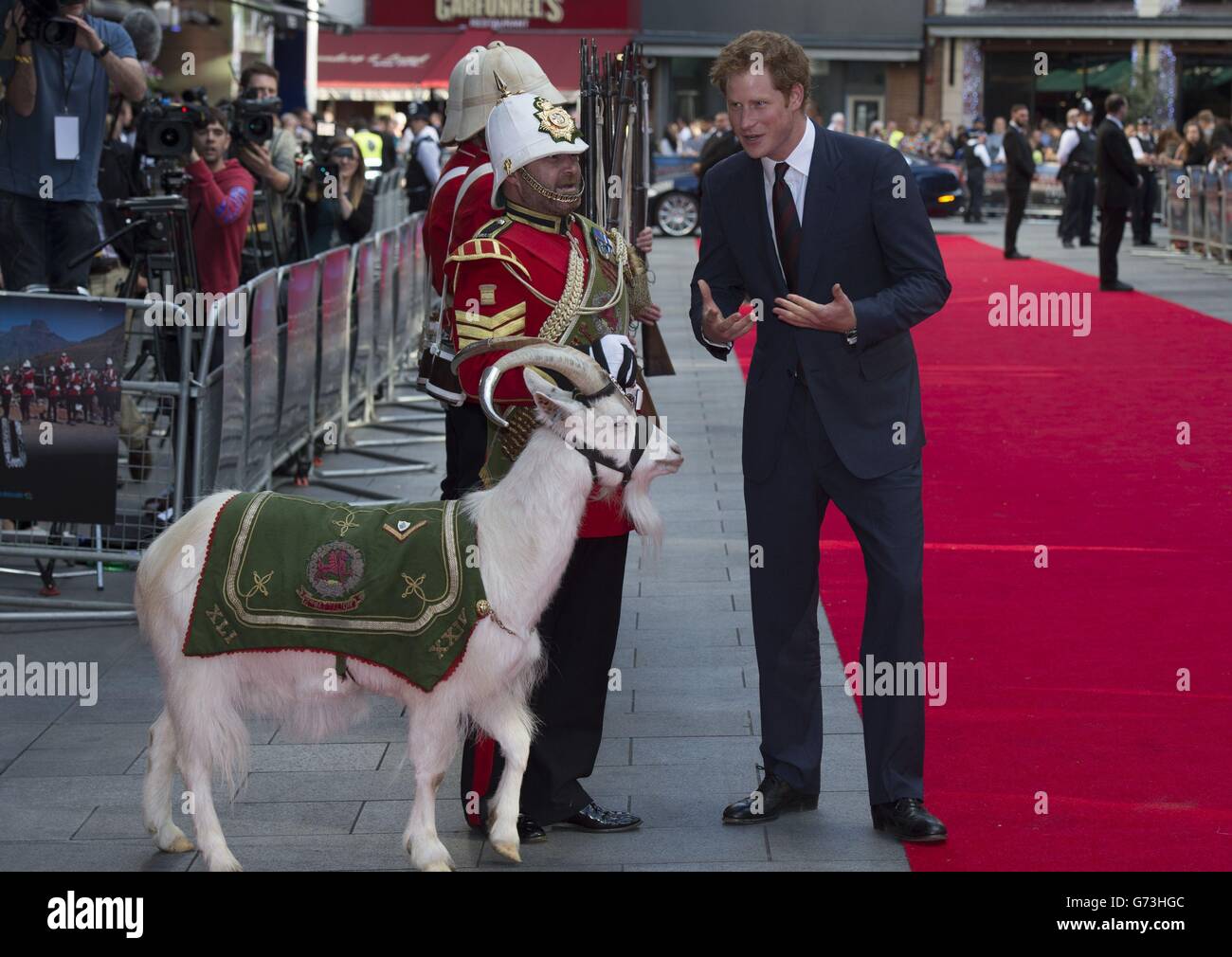 Prince Harry meets Sgt 'Jacko' Jackson, Goat Major, with Shenkin, the ...
