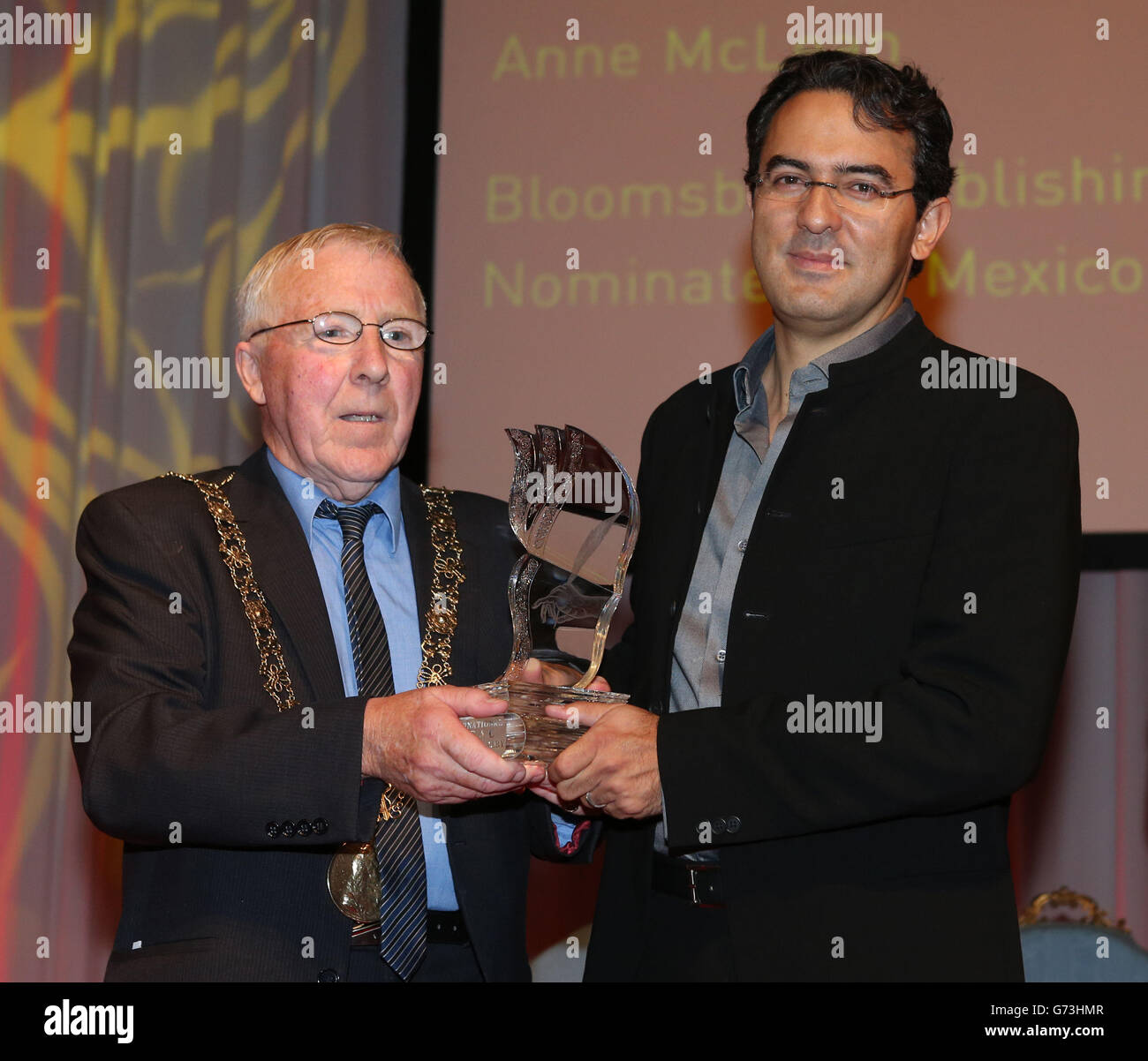 Lord Mayor of Dublin Christie Burke presents Juan Gabriel Vasquez ...