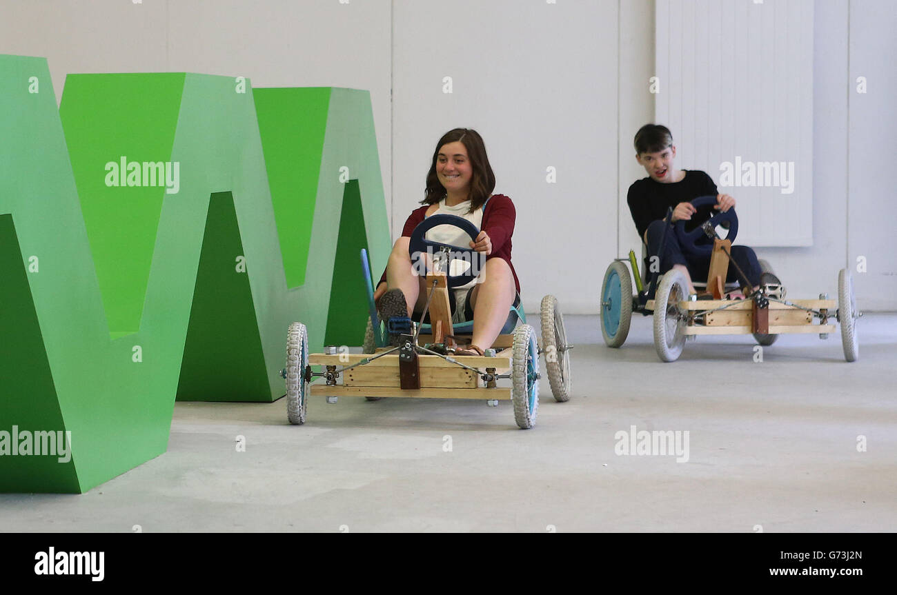Aoife Irwin Moore and fellow student Eimear Walsh on go-carts designed ...