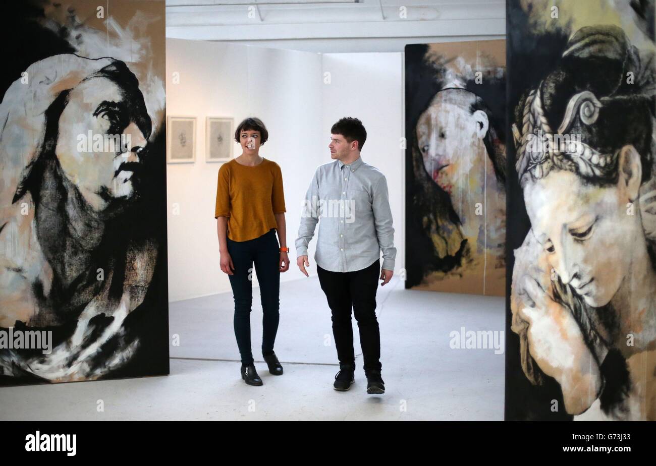 Neil Dunne chats to fellow student Kerry Guinan about his screen prints ...