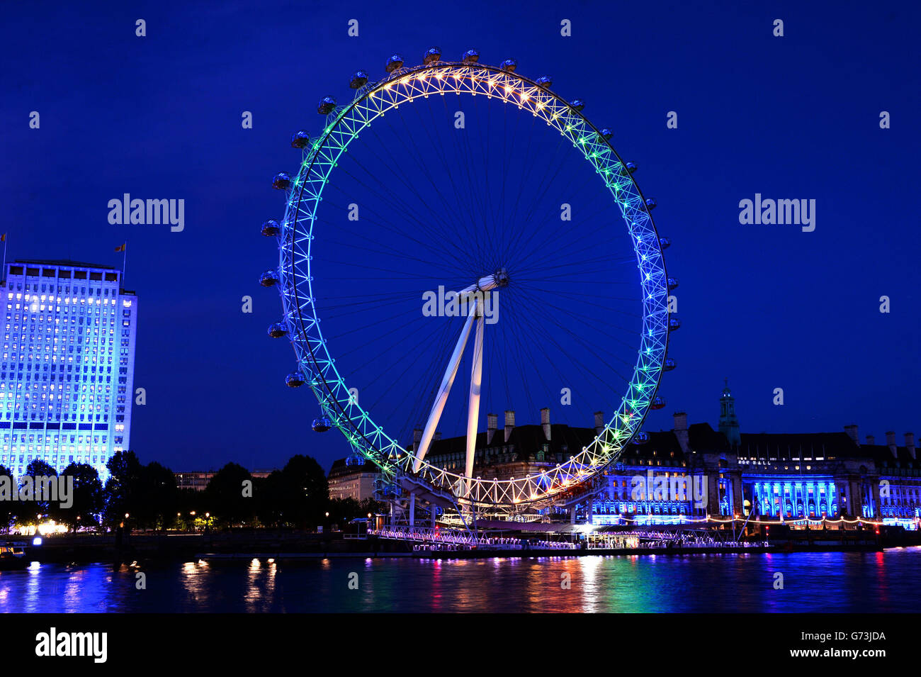 EDF London Eye World Cup Lights - London Stock Photo - Alamy