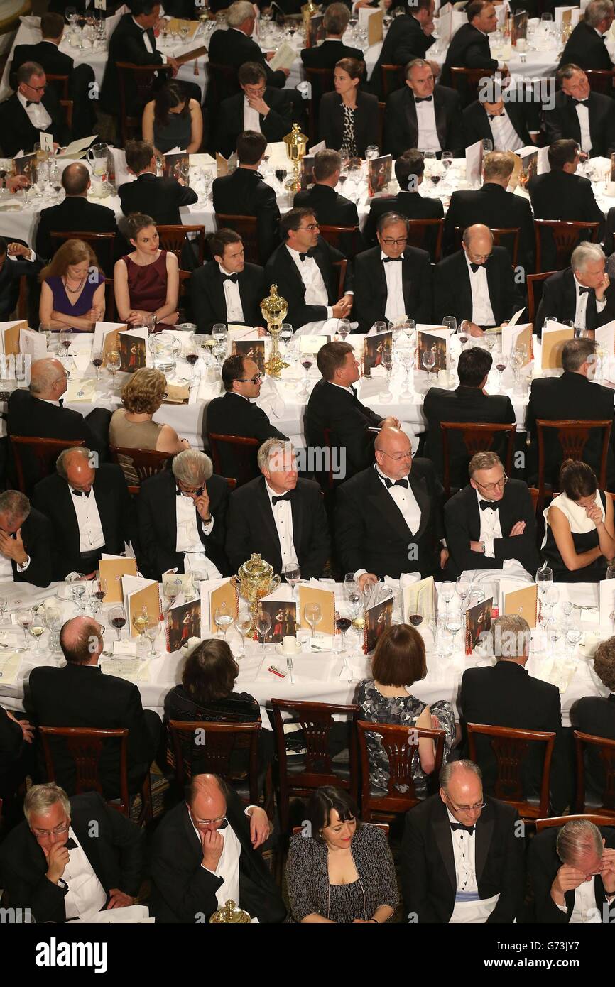 Invited guests listen to the speakers during the Lord Mayor's Dinner to ...