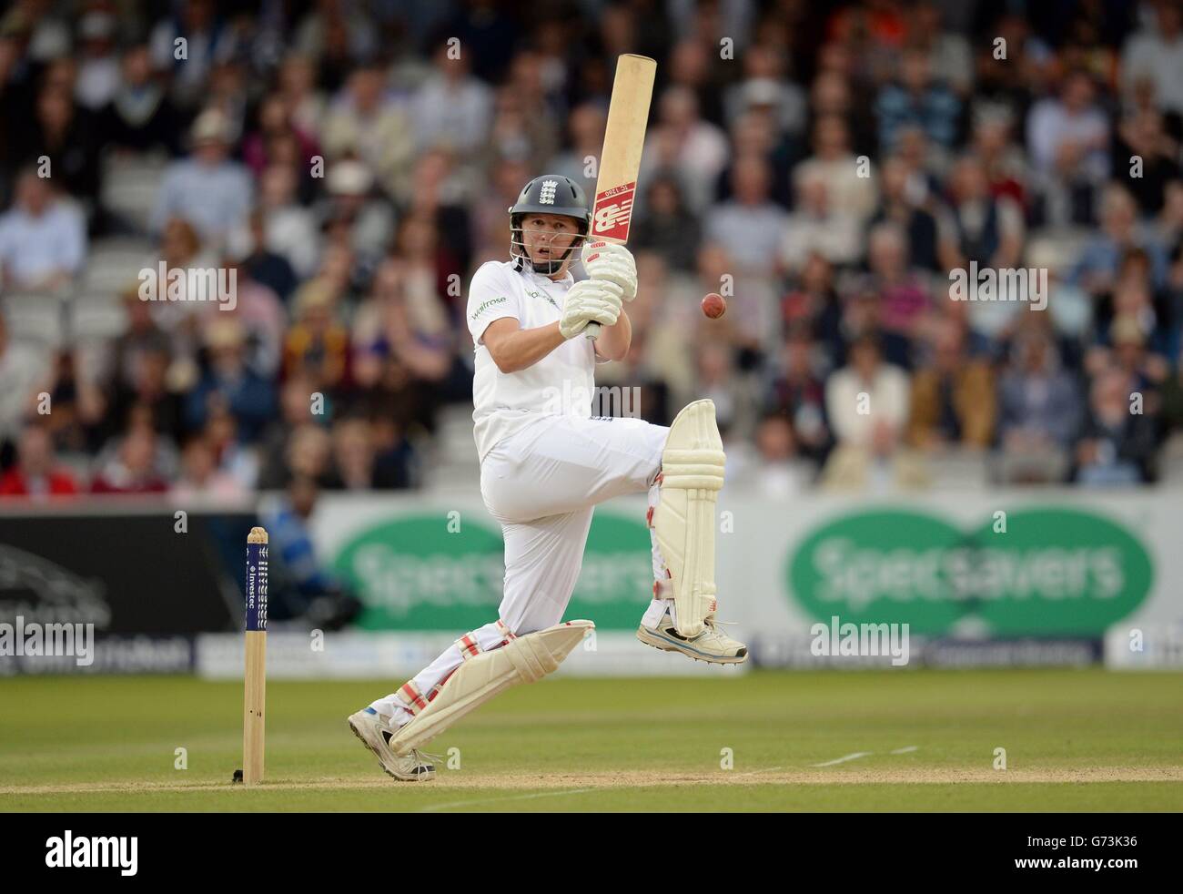 England's Gary Ballance bats during day four of the Investec Test match ...