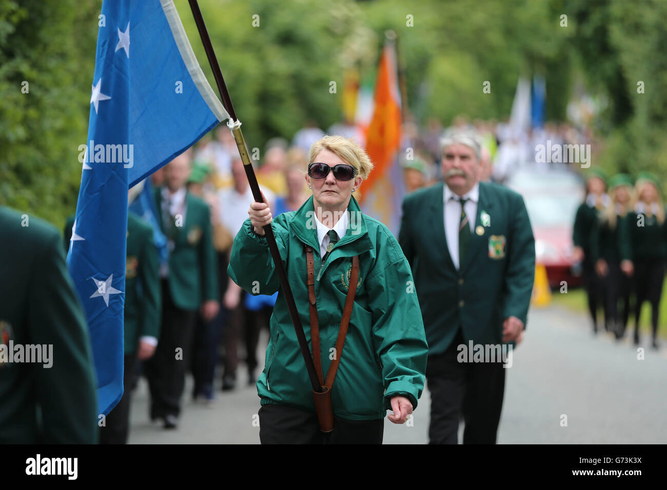 Members of the Roddy McCorley Society marching during the annual Sinn ...