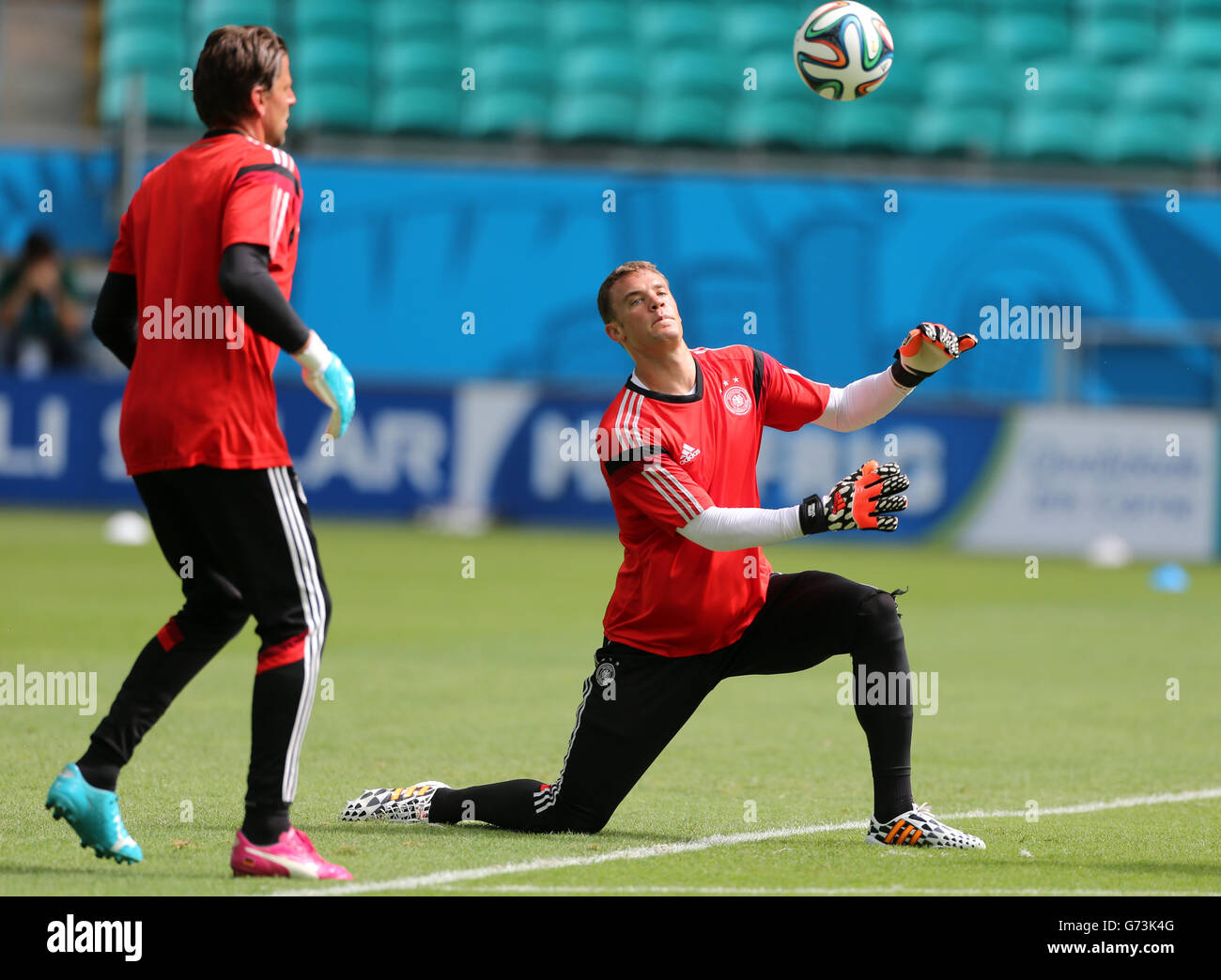 Germany's Manuel Neuer (right) during a training session Stock Photo ...