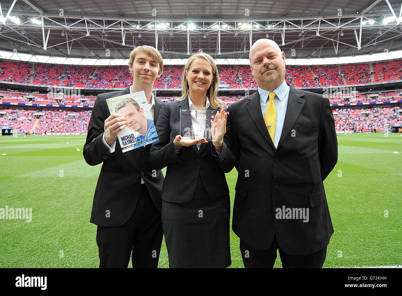 Pre-match presentations are made beside the Wembley pitch before the ...