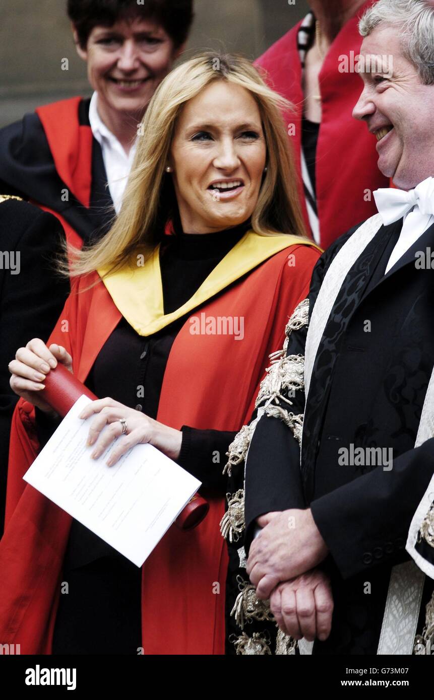 Harry Potter author JK Rowling, after receiving an honorary degree from ...