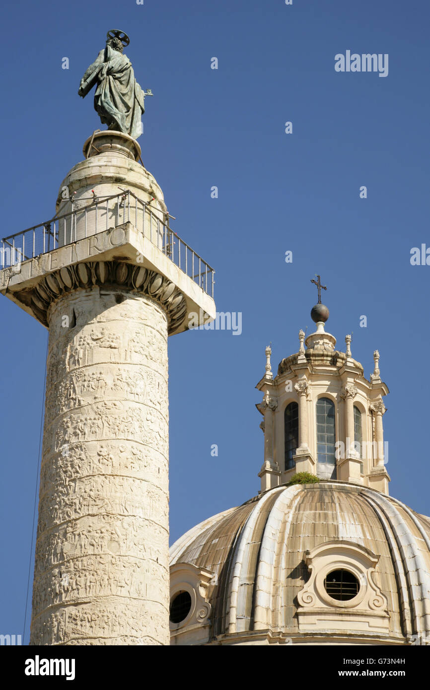 Trajan's column and Santissimo Nome di Maria near the Roman Forum, Rome ...