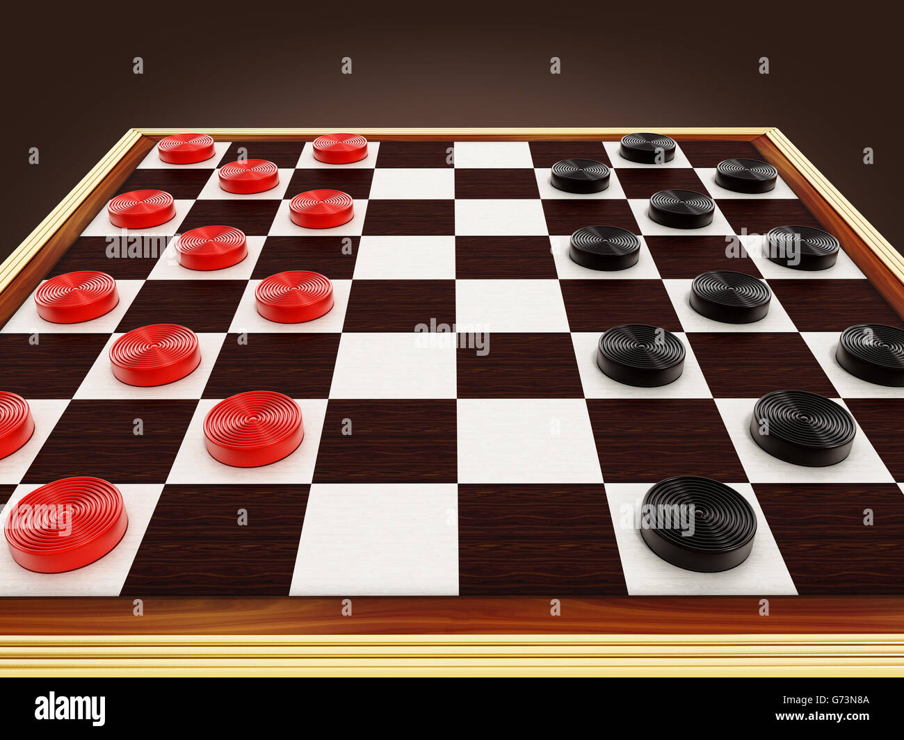 Checkers game board and pieces. 3D illustration Stock Photo - Alamy