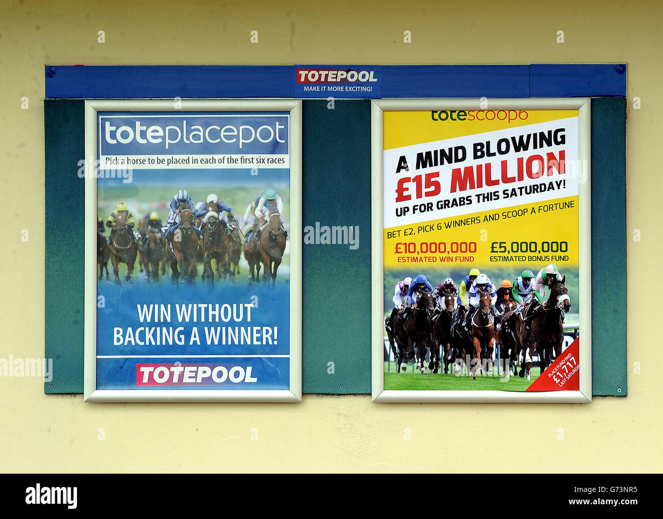 A view of advertising for Betfred's Scoop6 competition Stock Photo - Alamy